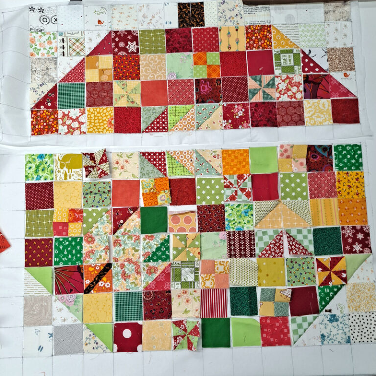 Scrappy Apple and Easy Piecing Grid - Aunt Ems Quilts